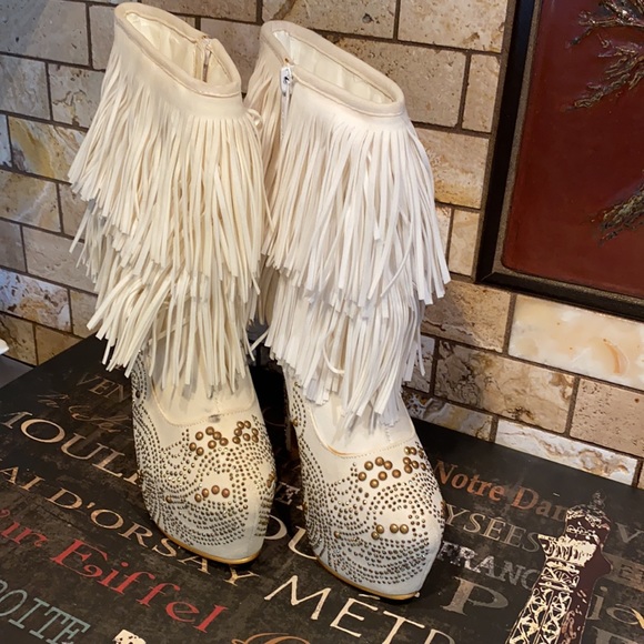 Alba | Shoes | Alba Rhinestone Fringe Platform Boots 6 | Poshmark
